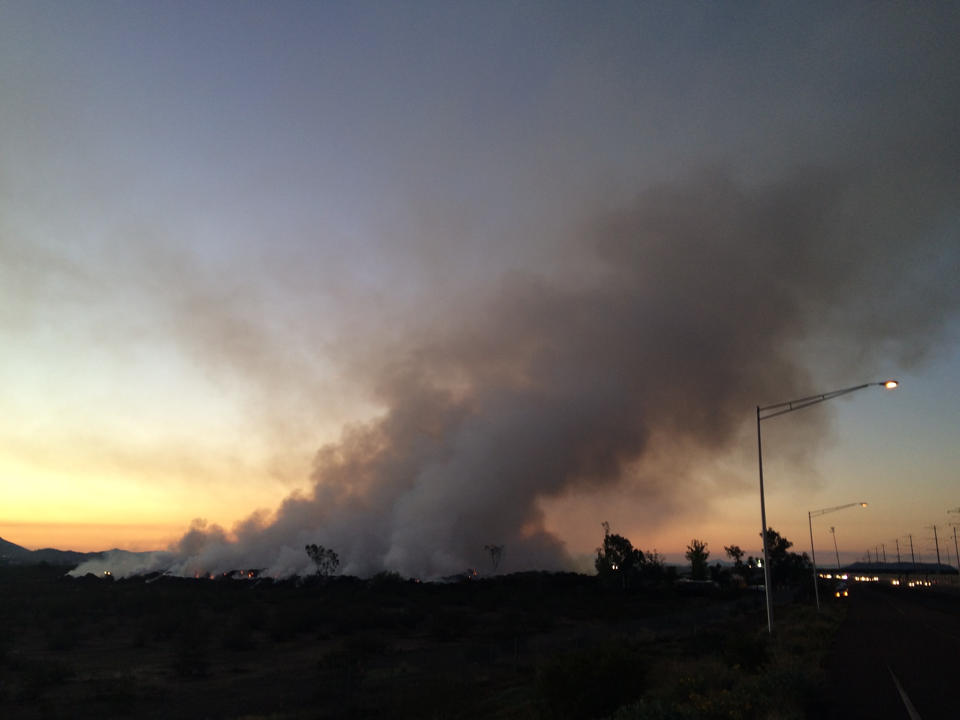 Mulch fire continues to burn near I-17 and Jomax | 12news.com