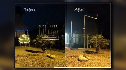 Chandler family wakes to menorah-turned-swastika in front yard | abc10.com