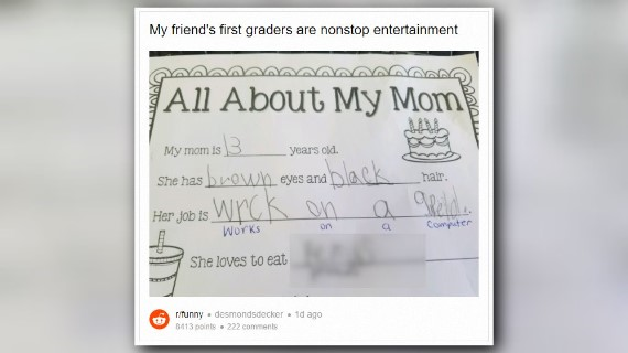 This first-grader's spelling error is hilariously inappropriate ...